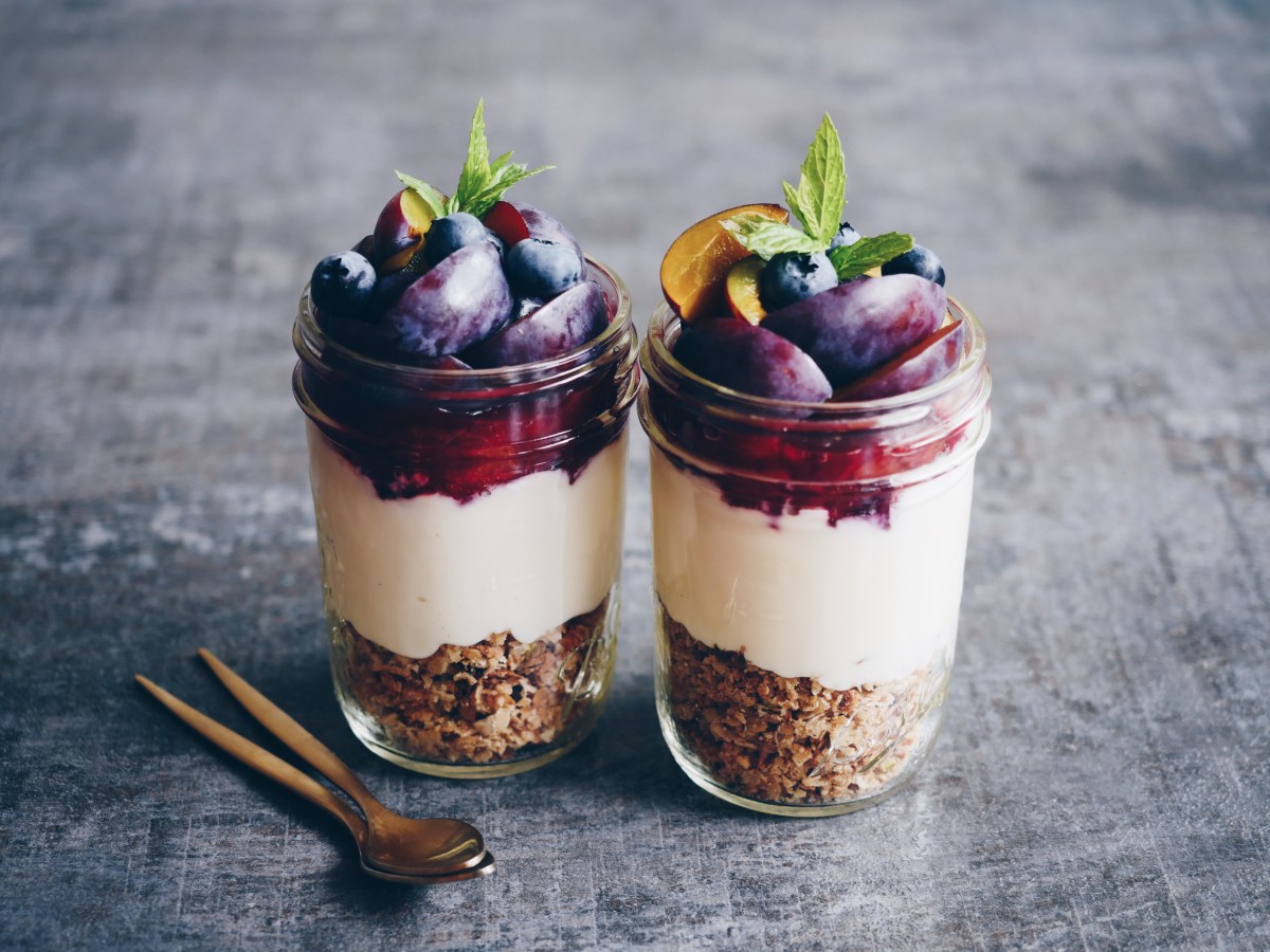 Plum Parfait with Cinnamon Granola
